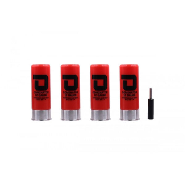 DOMINATOR 12 GAUGE GAS SHOTGUN SHELLS PACKAGE (4 SHELLS/UNIT - Red)